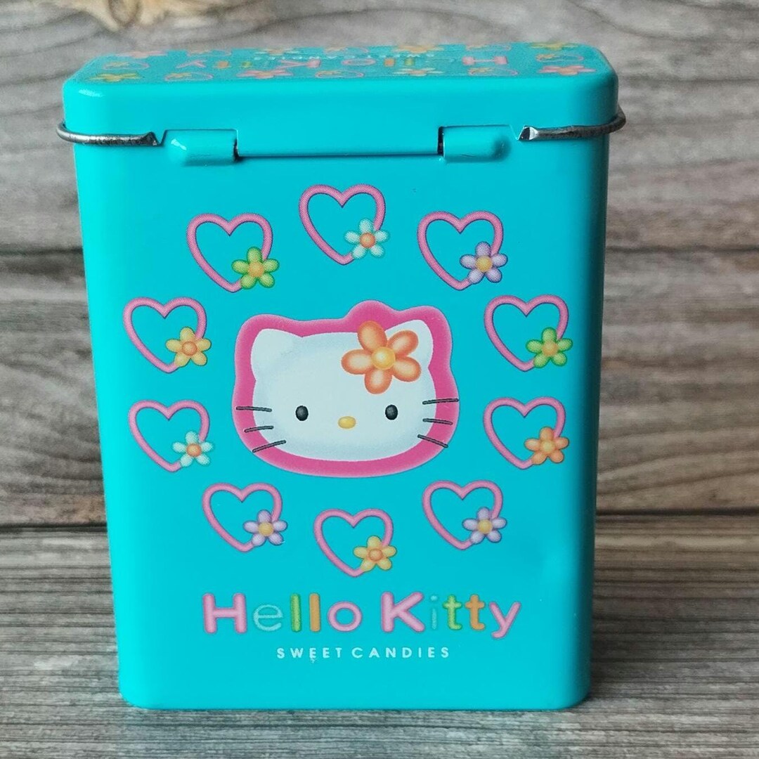 Vintage 1997 Hello Kitty Tin Box, Turquoise Sanrio Candy Case - Etsy