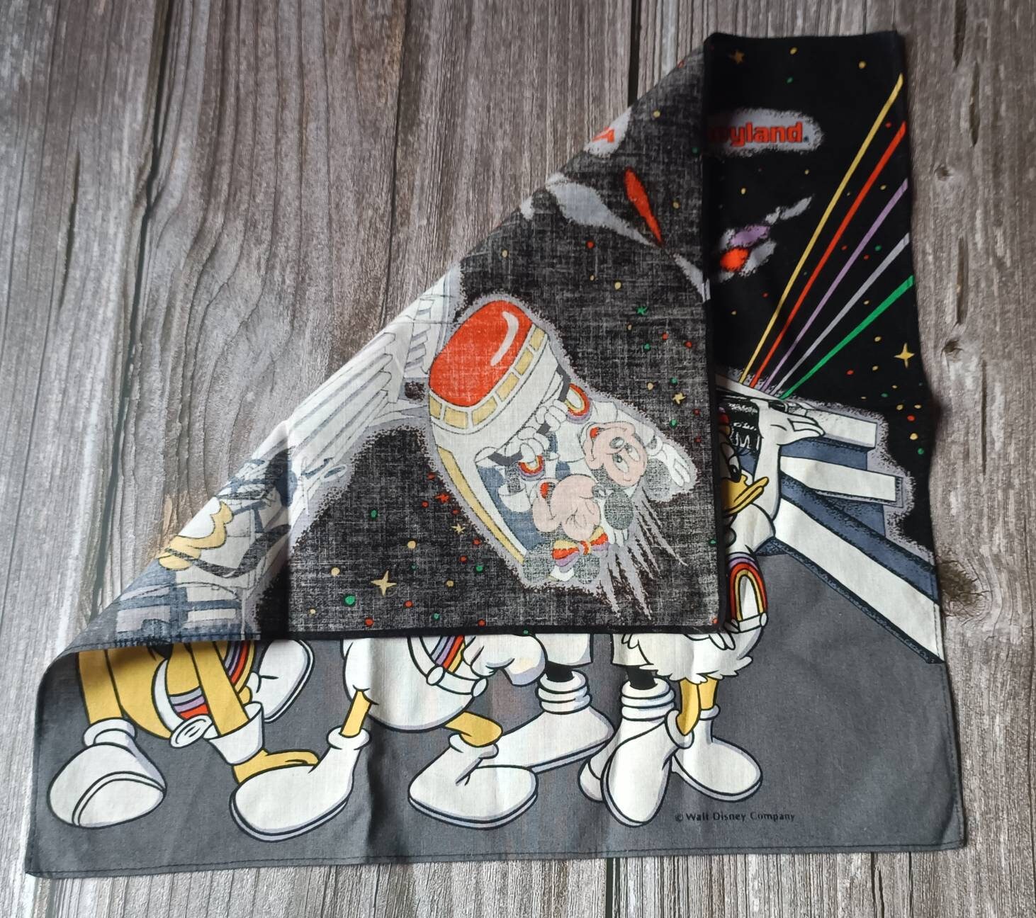 Vintage Walt Disney Handkerchief Club Mickey Mouse Hanky Hankie Space ...