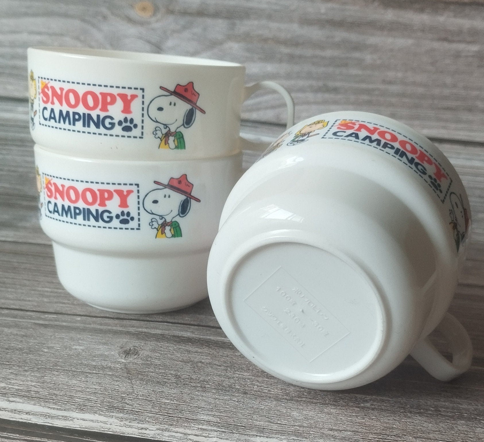 Vintage Snoopy Camping Cups Set of 3 Collectible Plastic Cups Retro ...