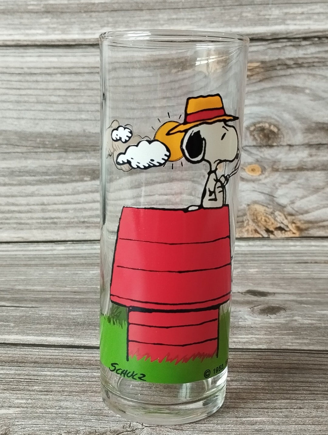 Vintage Snoopy Glass Peanuts Collectible Glassware Retro Comic Strip ...