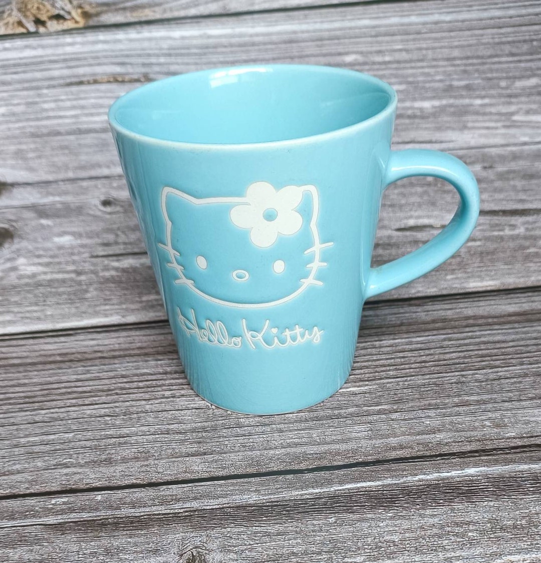 Hello Kitty Vintage Sanrio Coffee Mug Cup Blue Ceramic Retro - Etsy