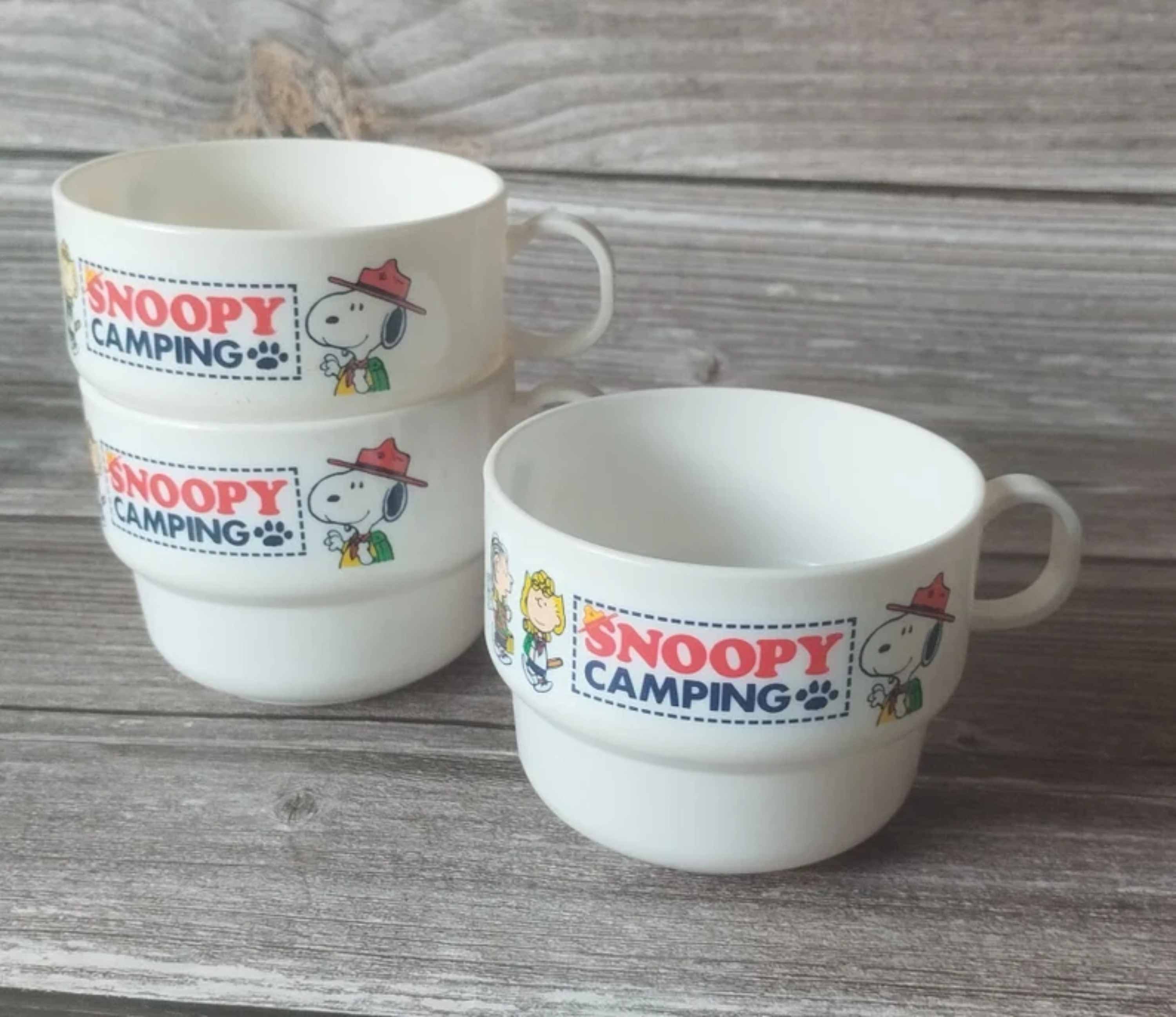 Vintage Snoopy Camping Cups Set of 3 Collectible Plastic Cups Retro ...