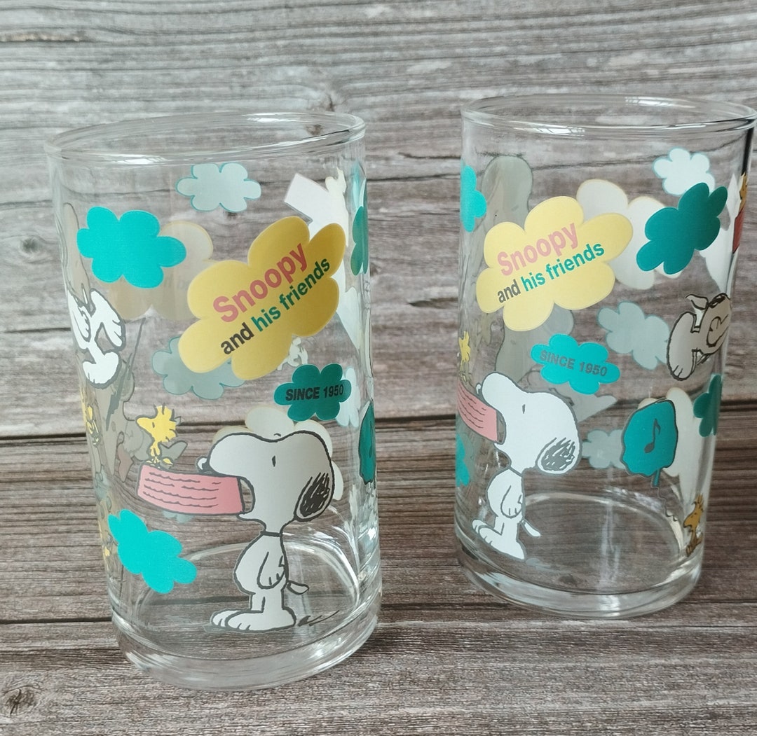 Vintage Snoopy Glass Cup Set 2000s Japan | Peanuts Snoopy and Friends ...