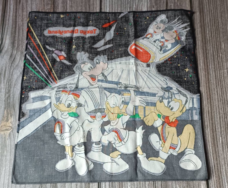Vintage Walt Disney Handkerchief Club Mickey Mouse Hanky Hankie Space ...