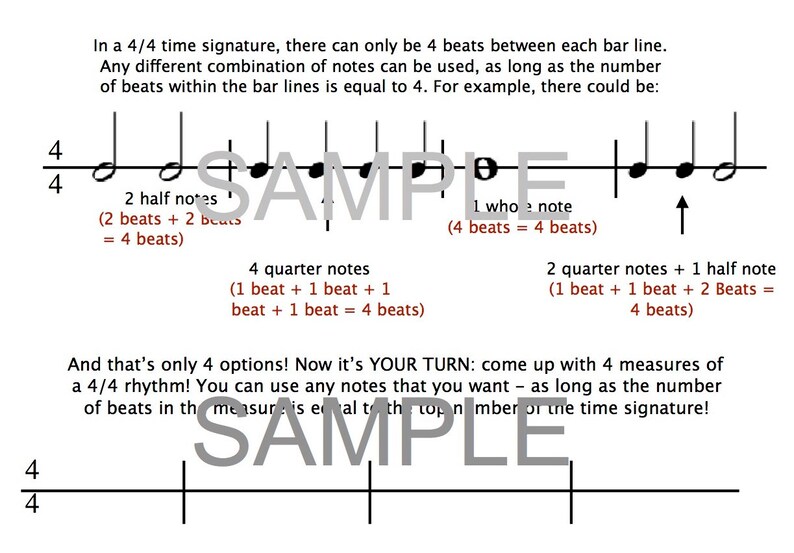 Measures and Time Signatures: Music Theory Worksheet part 1 - Etsy