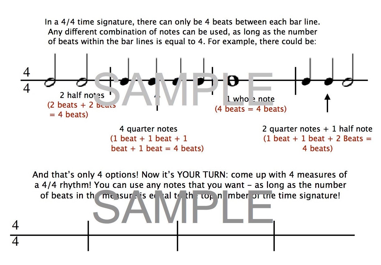 Measures and Time Signatures: Music Theory Worksheet (part 1) - Etsy ...