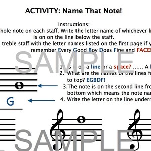 The Treble Staff Music - Theory Worksheet - Etsy