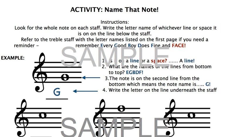 The Treble Staff Music - Theory Worksheet - Etsy