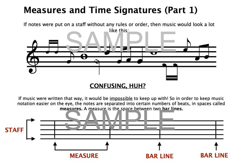 Measures and Time Signatures: Music Theory Worksheet (part 2) - Etsy UK