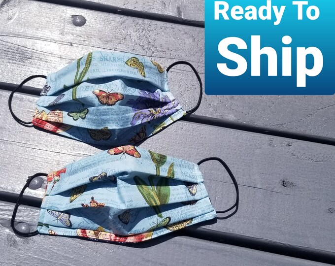 Pretty Butterflies Three Layers Set of Two Fabric Masks With - Etsy