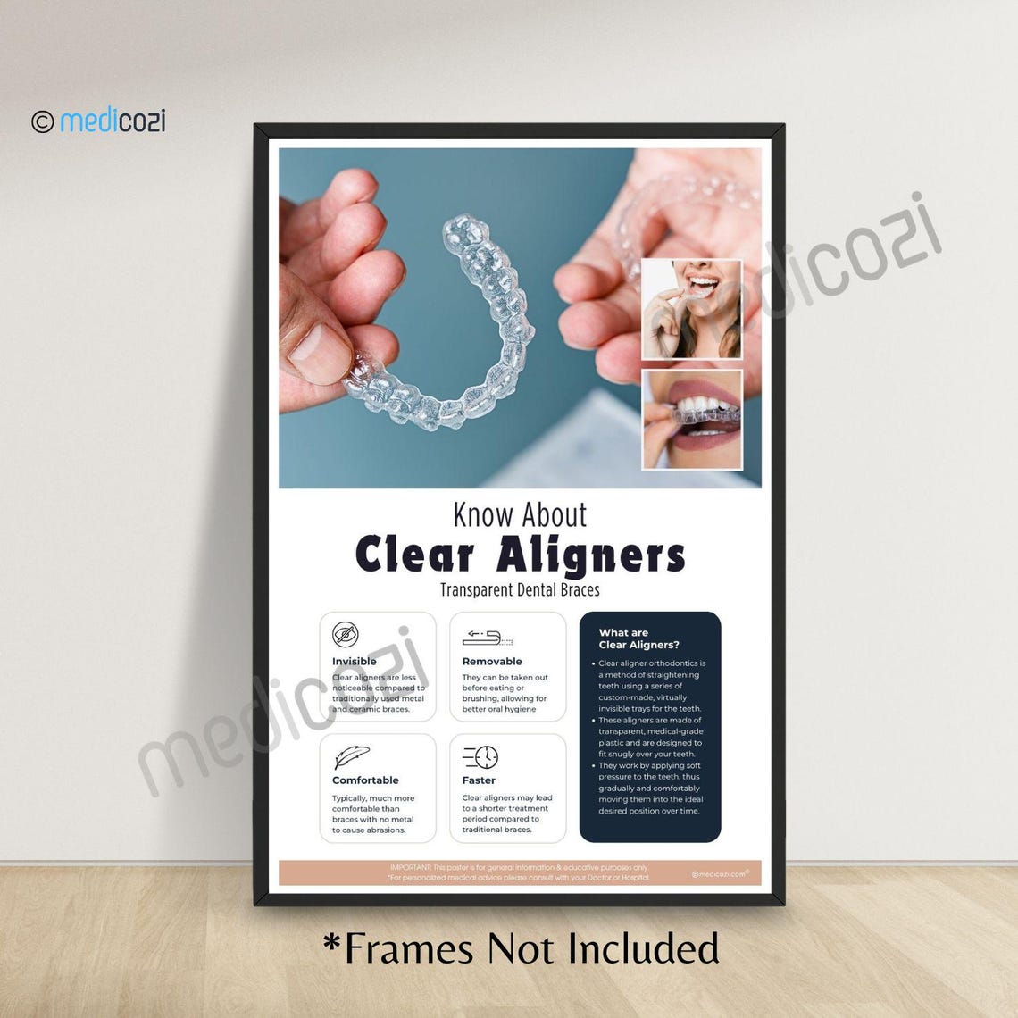 Dental Clinic Posters | Clear Aligners and Tooth Whitening | Unframed ...