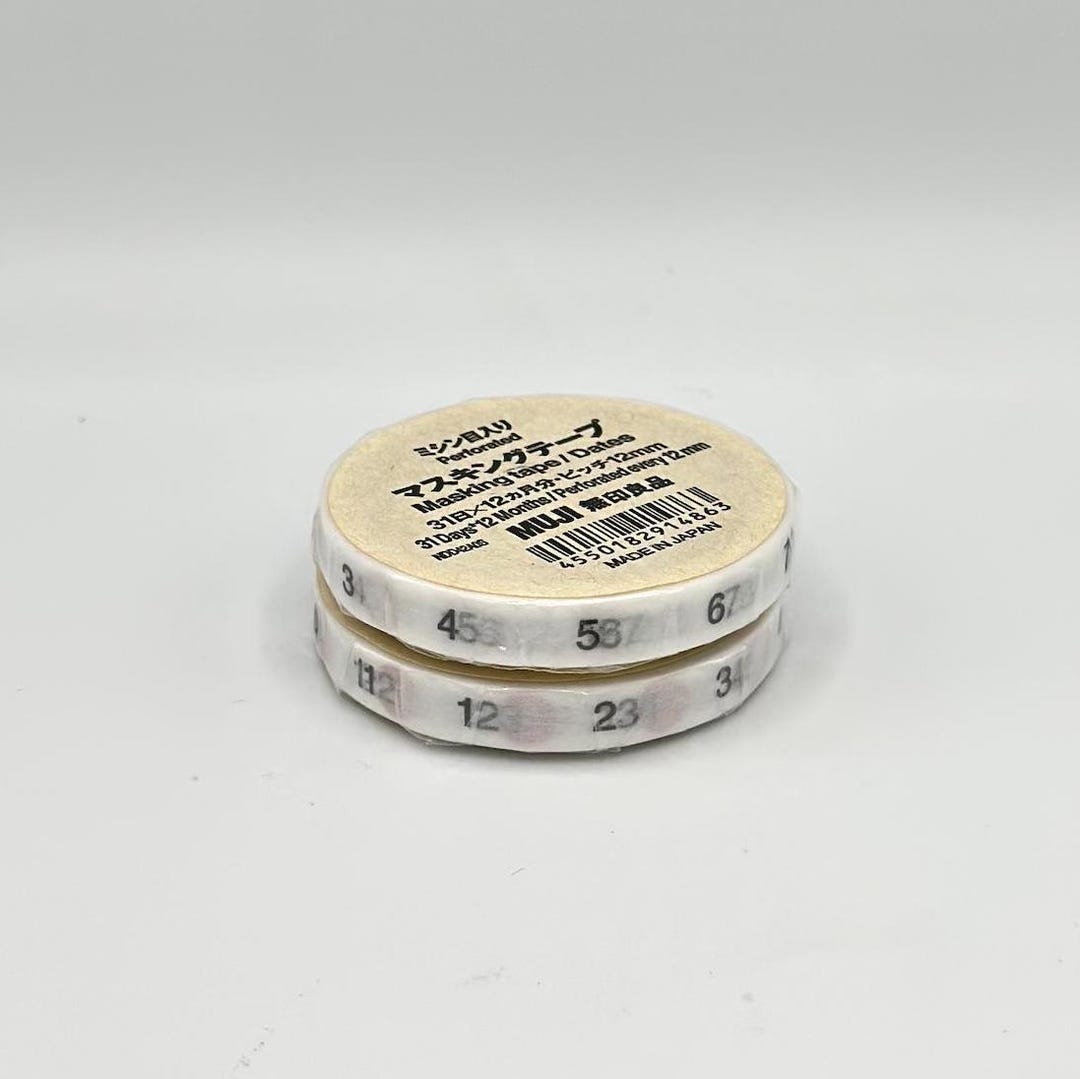 Muji Calendar Dates Masking Tape, Washi Tape, Planner, Journals, 12 ...