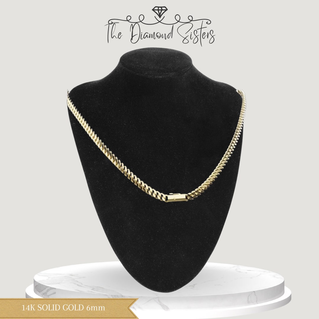 14K Solid Gold Miami Cuban Link Chain Necklace in 6mm | Authentic Gold ...