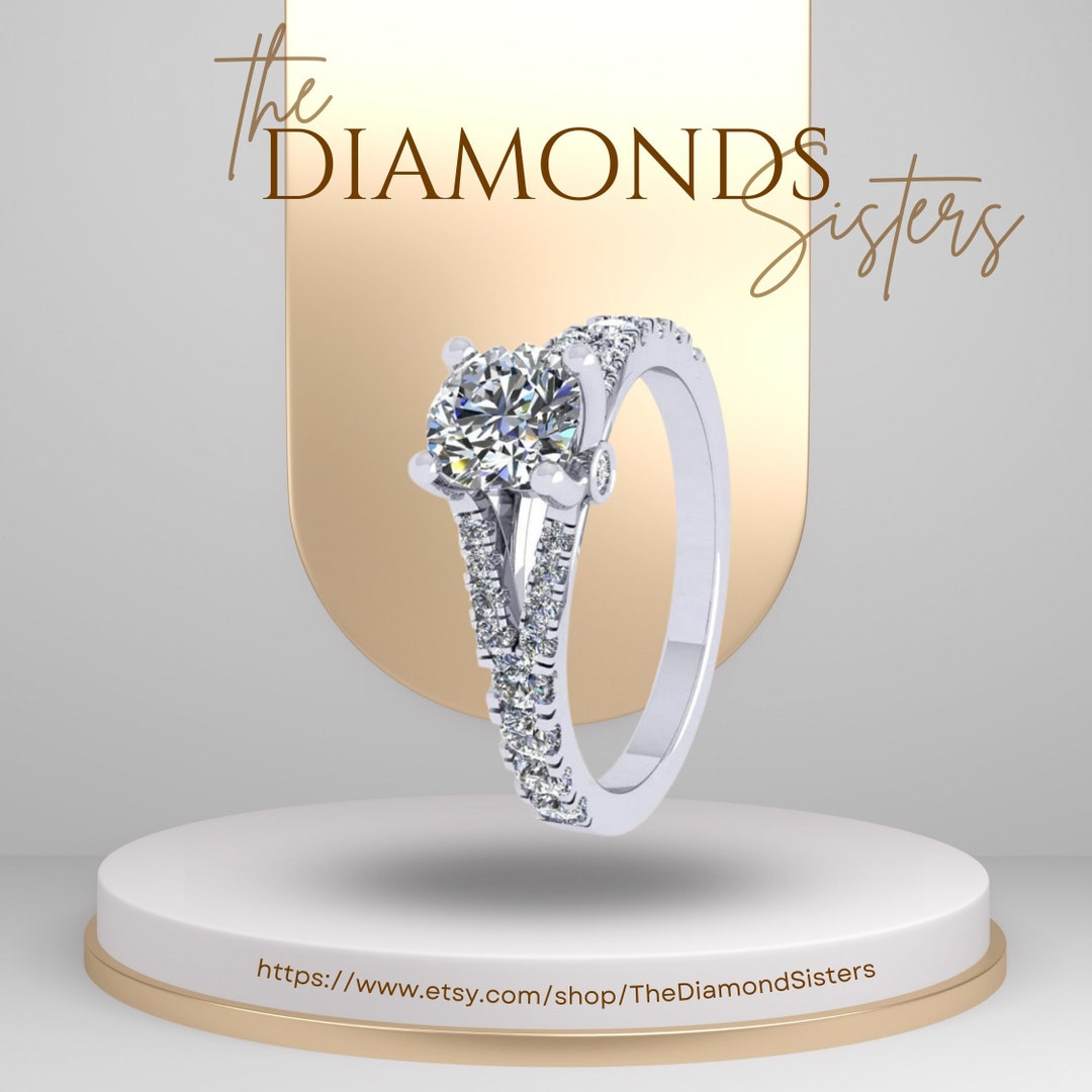 Platinum Split Shank Pave Wedding Ring Setting | Custom Made Diamond ...