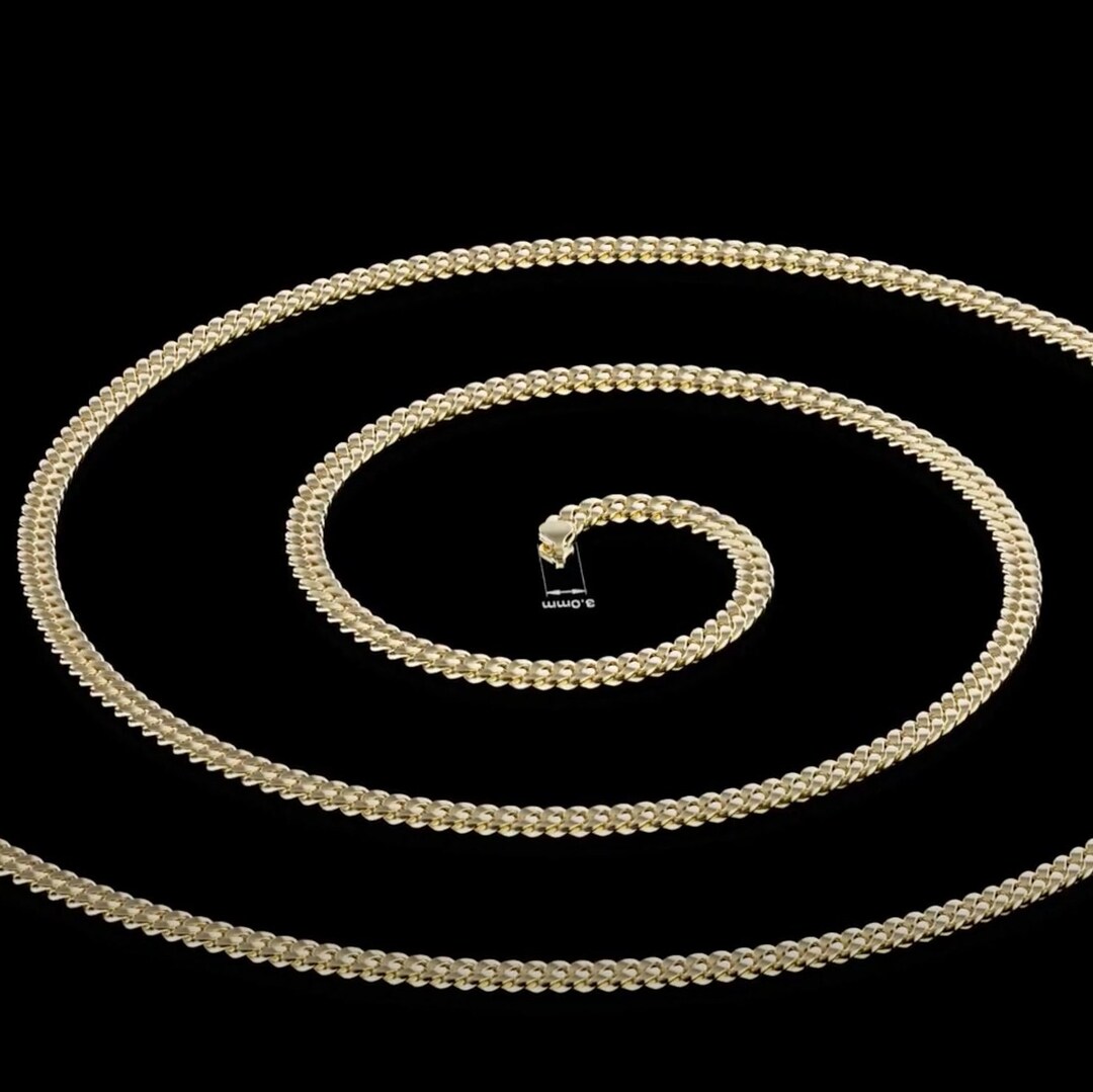 24K Gold Miami Cuban Link Chain Necklace 3mm 16' | Authentic Gold ...