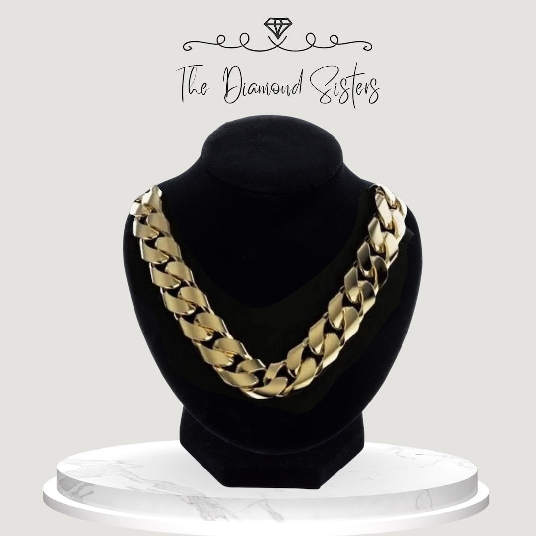 18mm Solid Gold Miami Cuban Link Chain Necklace in 10K Yellow Gold ...
