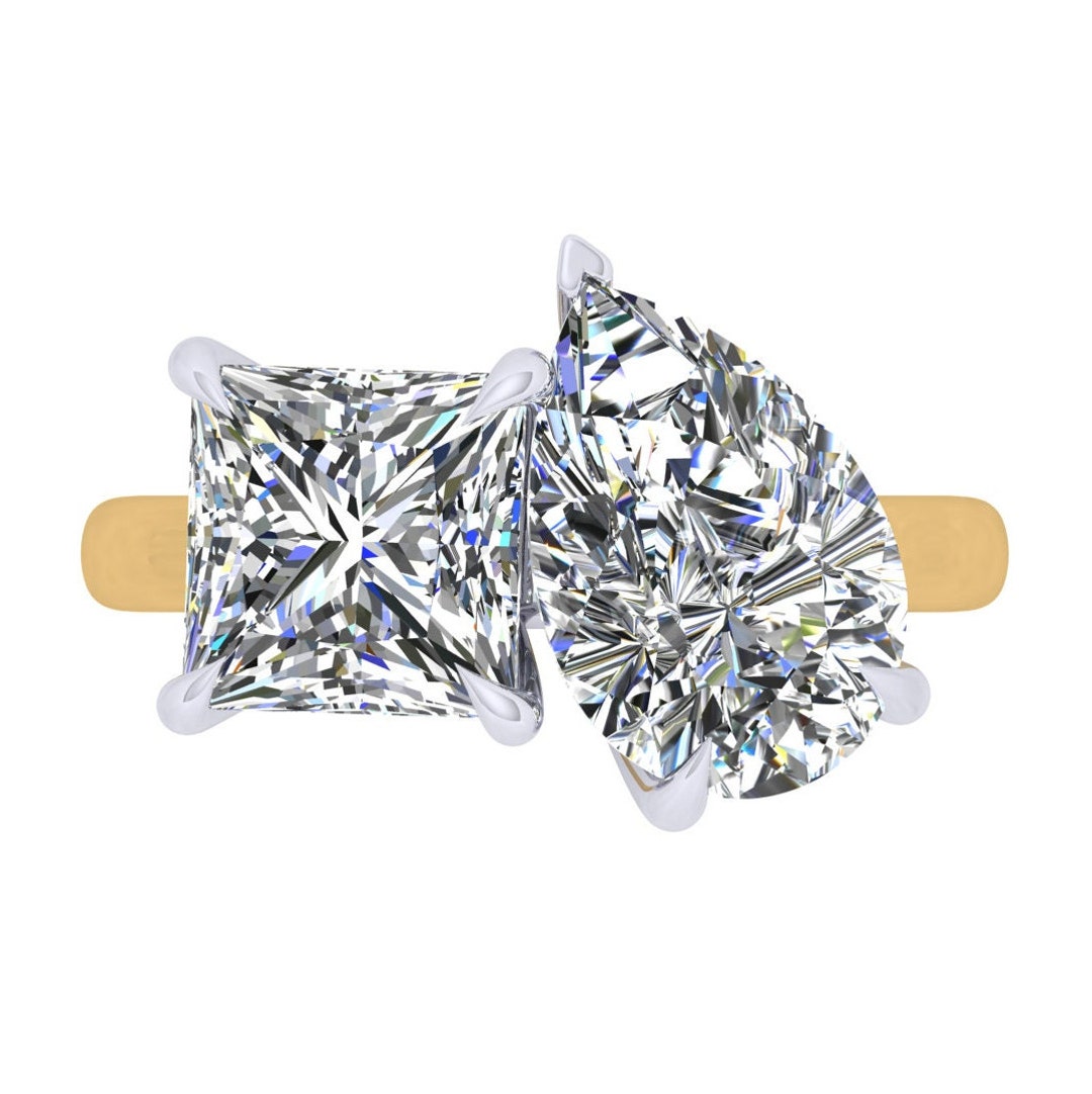 Two Stone Solitaire Ring Setting, Semi Mount Gold Ring Setting ...