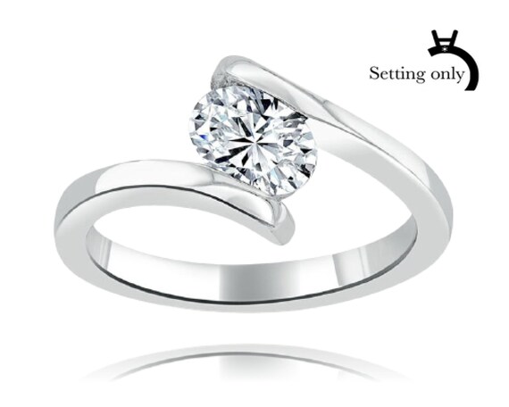 Crossover Solitaire Engagement Ring Setting Ring Setting | Etsy