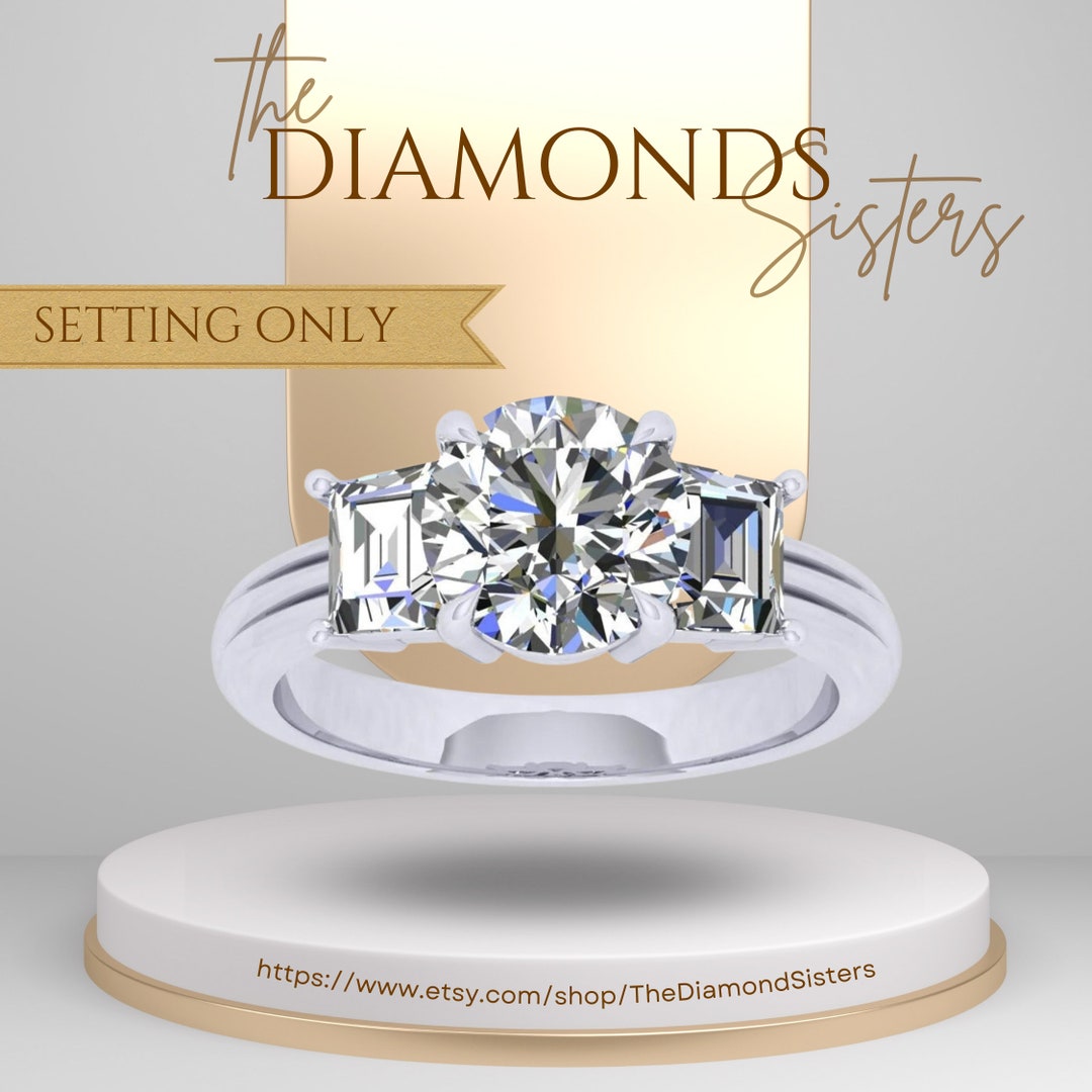Three Stone Solitaire Ring Setting | Custom Made Diamond Ring Setting ...