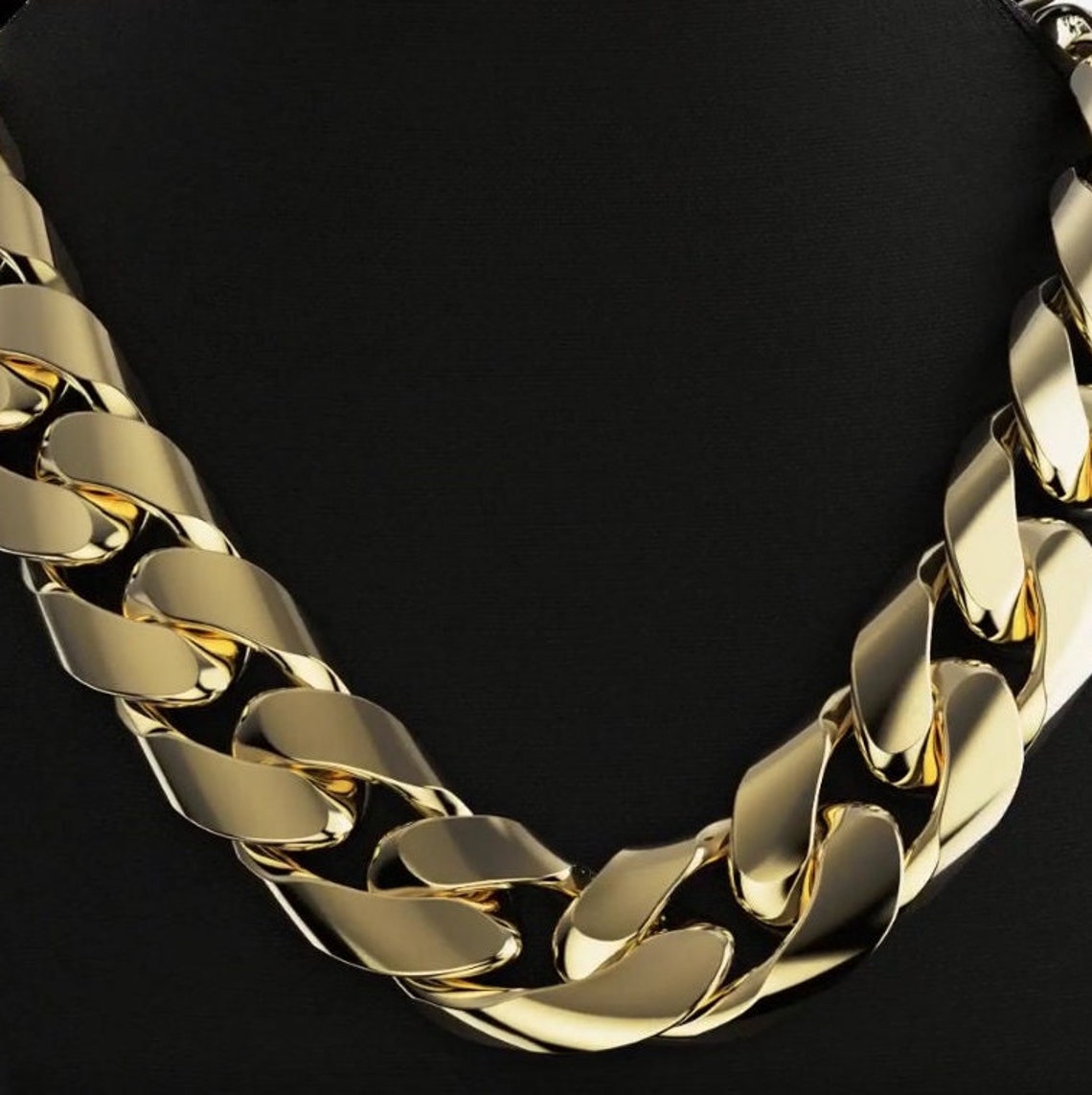 24mm Solid Gold Miami Cuban Link Chain Necklace in 10K Yellow - Etsy