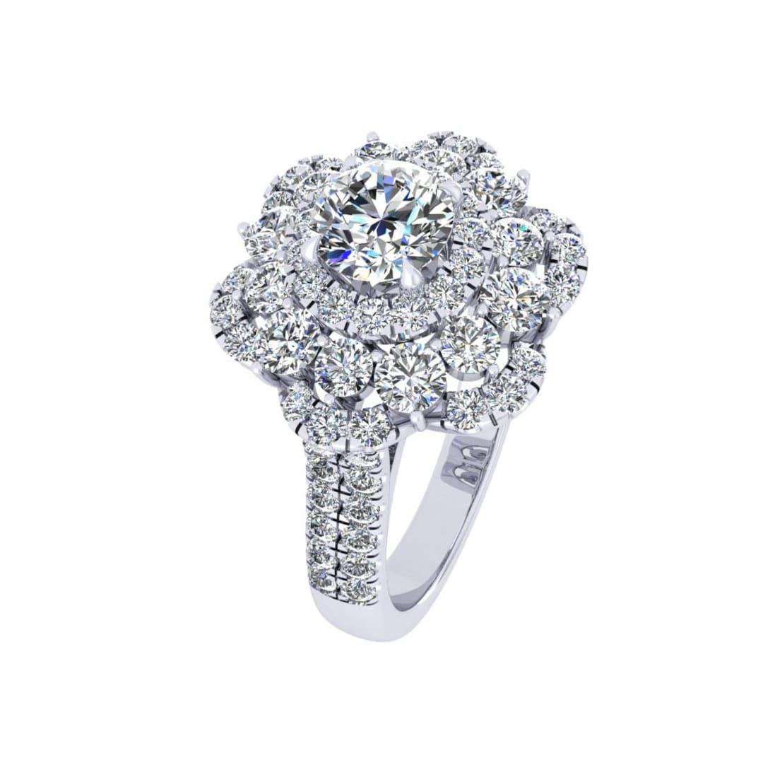 Classic Flower Halo Ring Setting, Solid 18K Ring Setting, Mounting Ring ...