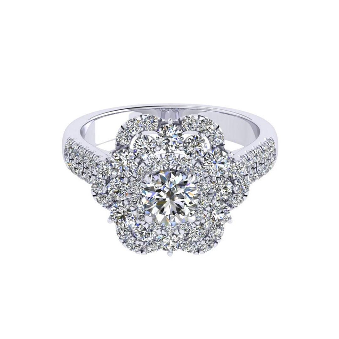 Classic Flower Halo Ring Setting, Platinum Ring Setting, Mounting Ring ...