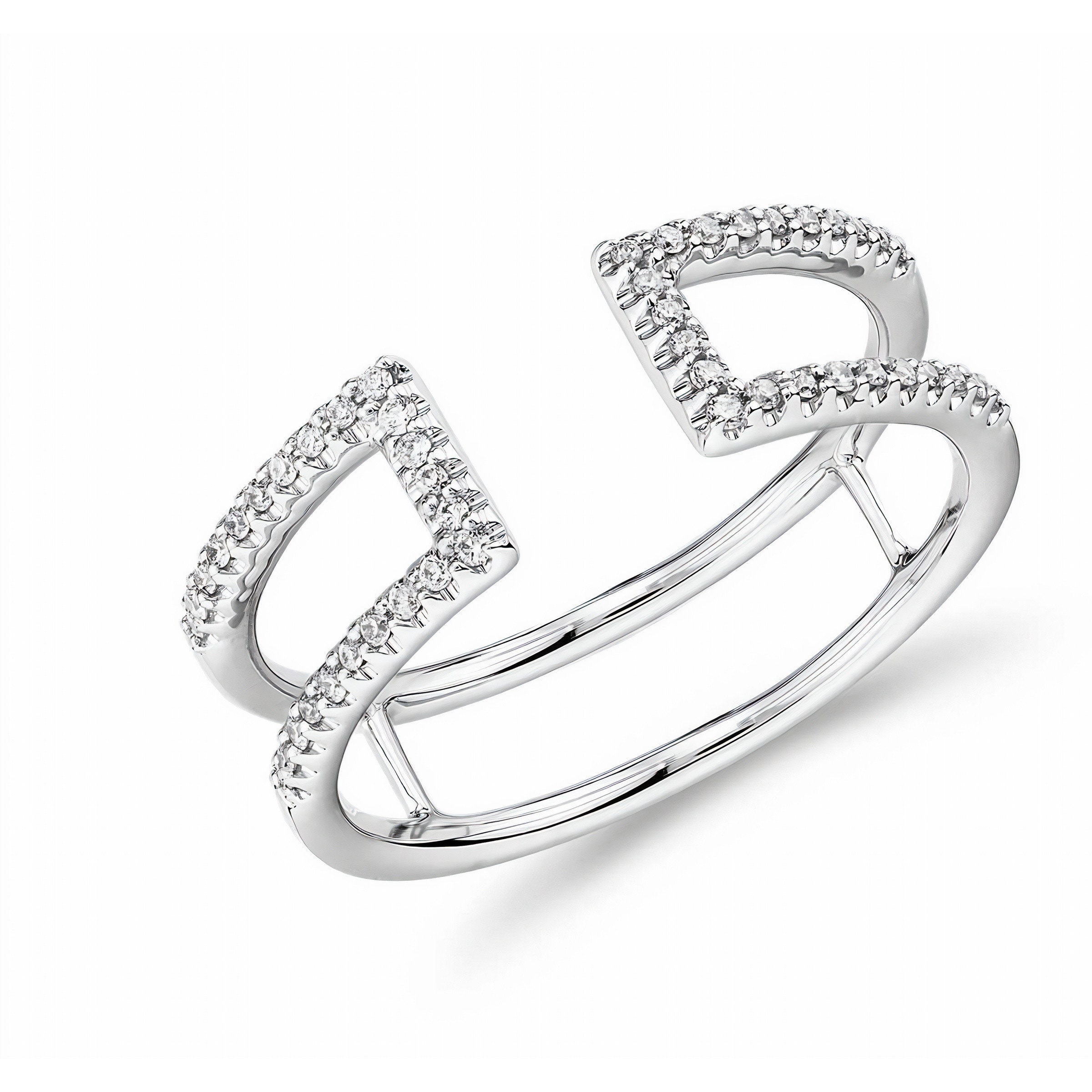 Pave Open Bar Real Diamond Ring Stackable Diamond Band | Etsy