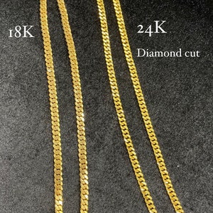 24K Gold Miami Cuban Link Chain Necklace , Diamond Cut Chain, 26 Inches ...