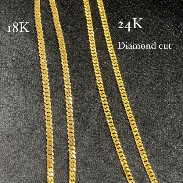 18k Solid Gold Cuban Link Chain - Etsy