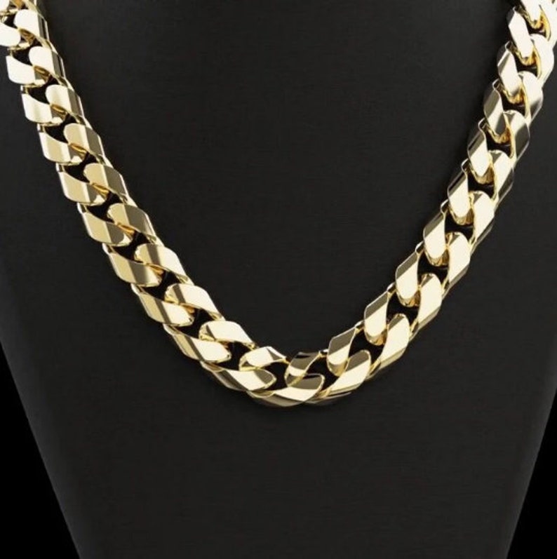 14K 16mm 24inch Solid Gold Miami Cuban Link Chain Necklace - Etsy