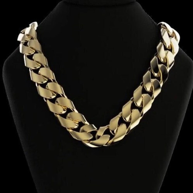 24mm Solid Gold Miami Cuban Link Chain Necklace in 10K Yellow - Etsy