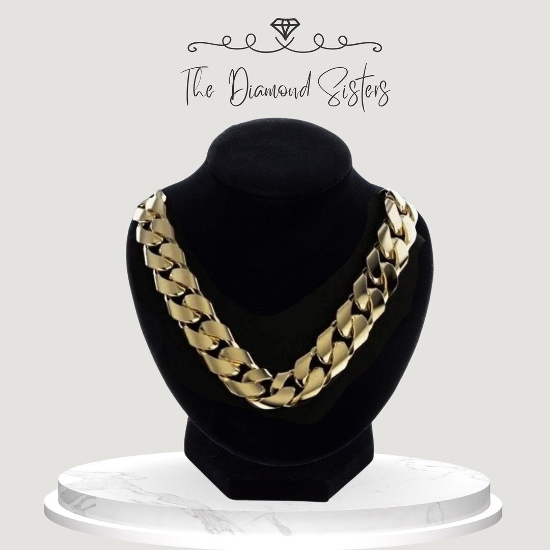 24mm Solid Gold Miami Cuban Link Chain Necklace in 14K Yellow Gold ...