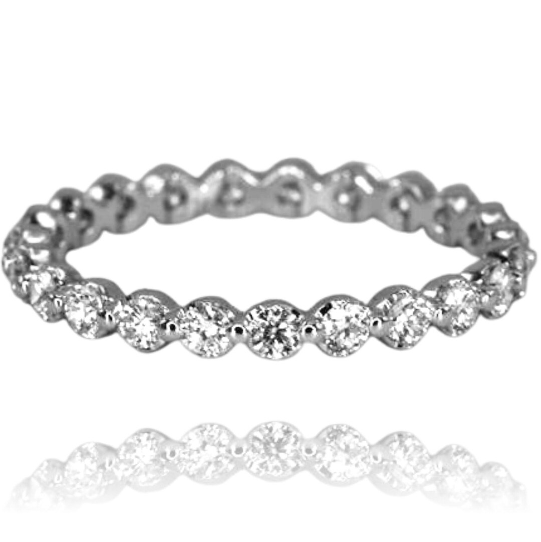 1ct Floating Diamond Eternity Band, Shared Prong Halo, Natural Diamond ...