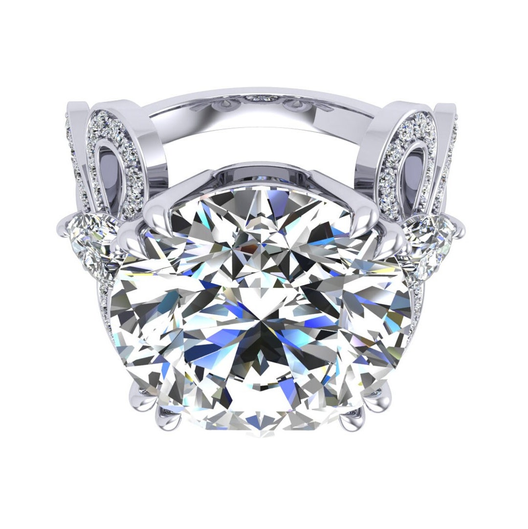 Solitaire Solid Platinum Ring Setting, Ribbon Pave Ring |custom Made ...