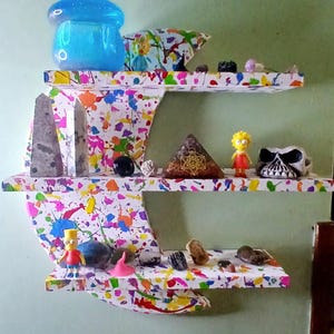 Moon Shelf, Shelf, Shelves, Splatter Moon Shelf, Rainbow Splatter Moon ...