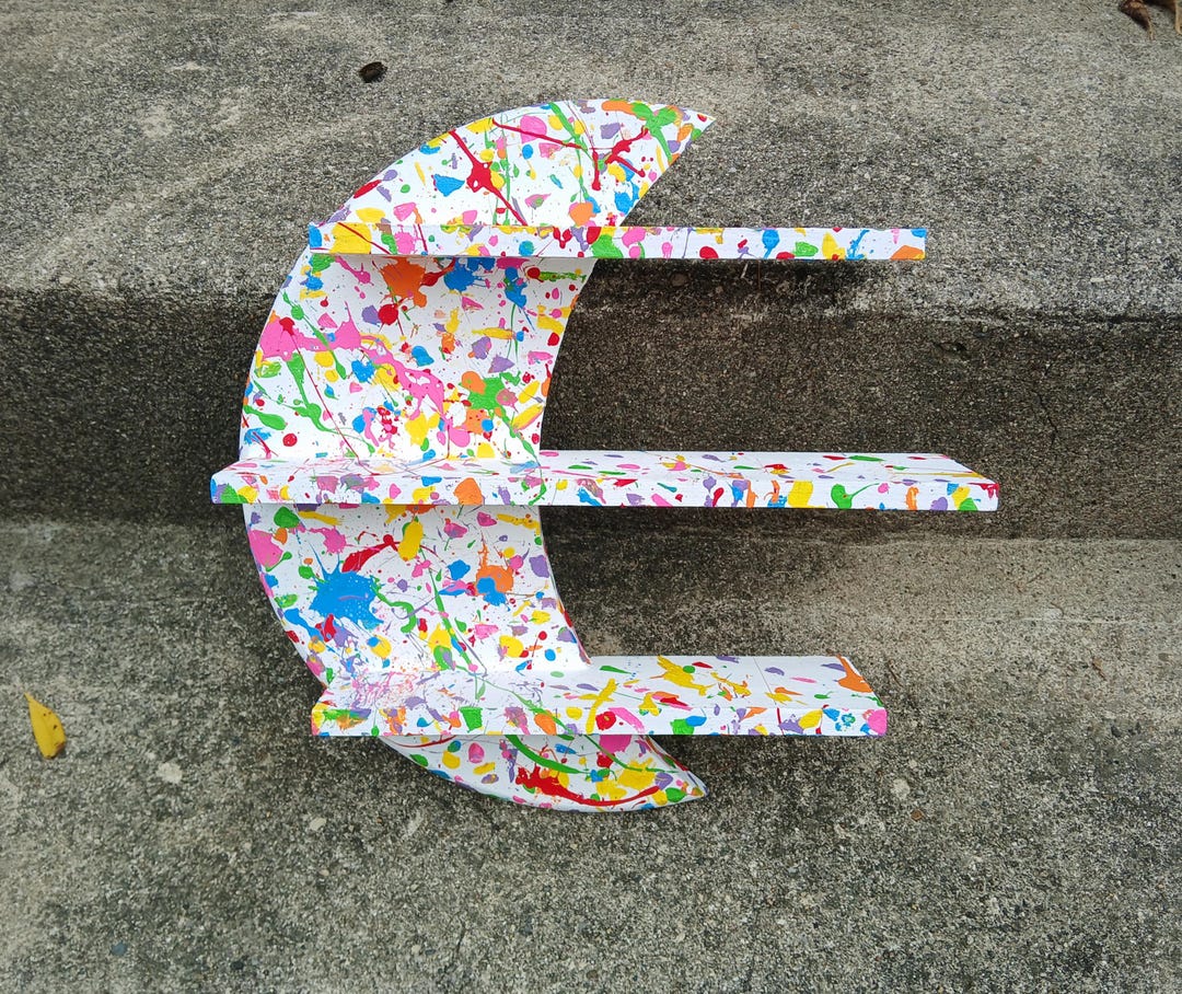 Moon Shelf, Shelf, Shelves, Splatter Moon Shelf, Rainbow Splatter Moon ...