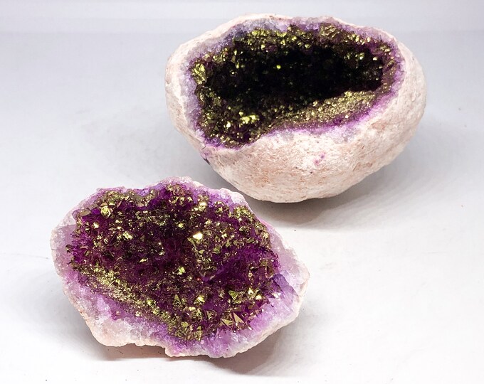 Pink & Gold Twin Geode, Geode, Druzy Geode, Twin Geode, Crystals, Geode ...