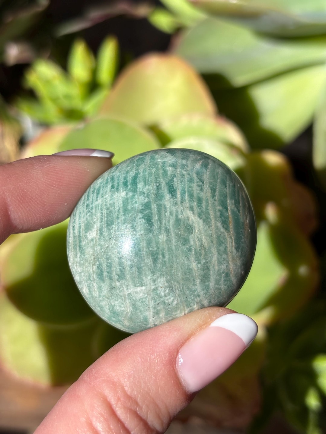 Amazonite Palm Stone – Green Crystal, Hope & Clarity (4cm) - Etsy UK