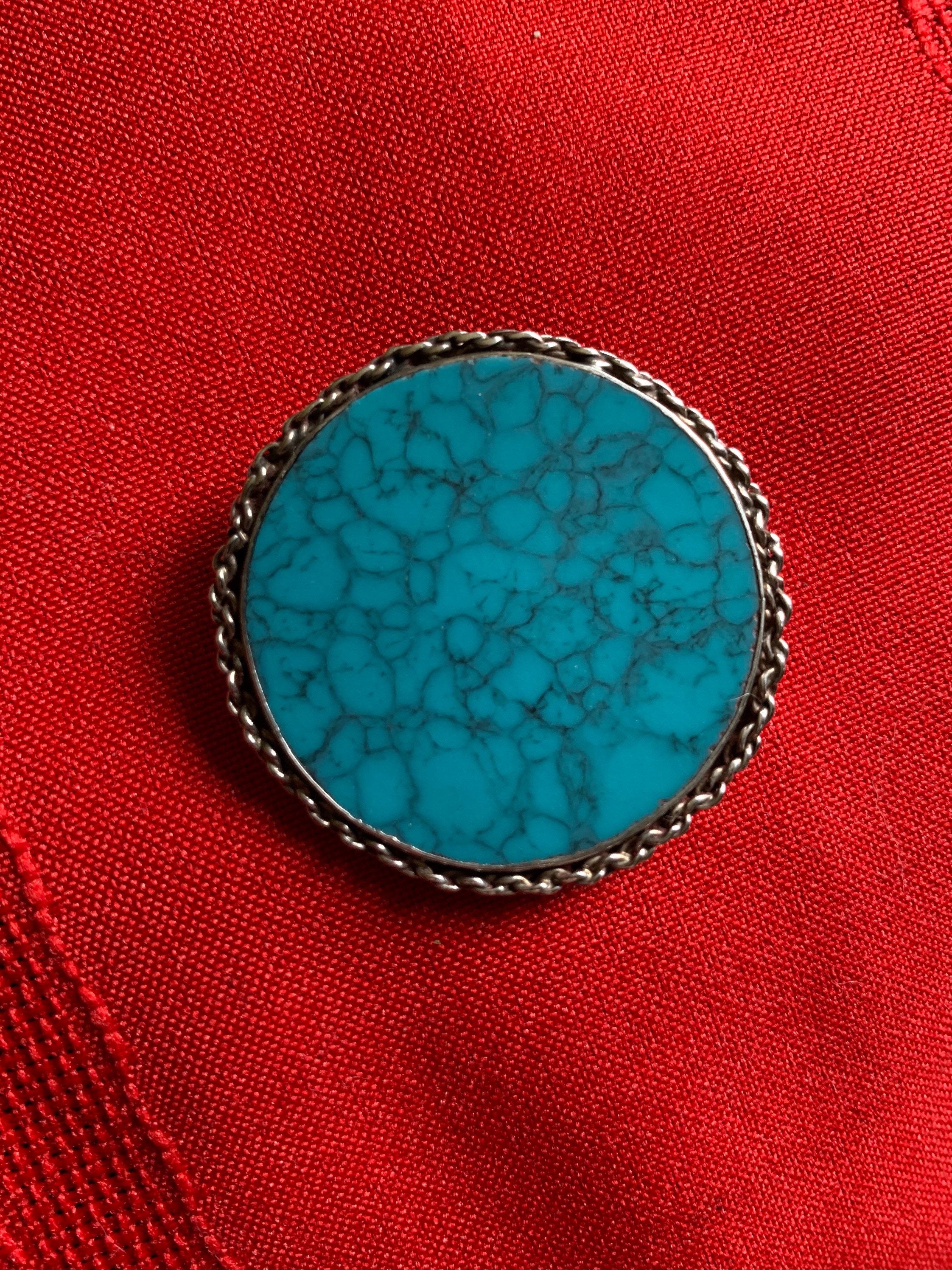 Vintage silver and turquoise pin that is made to ware as a | Etsy