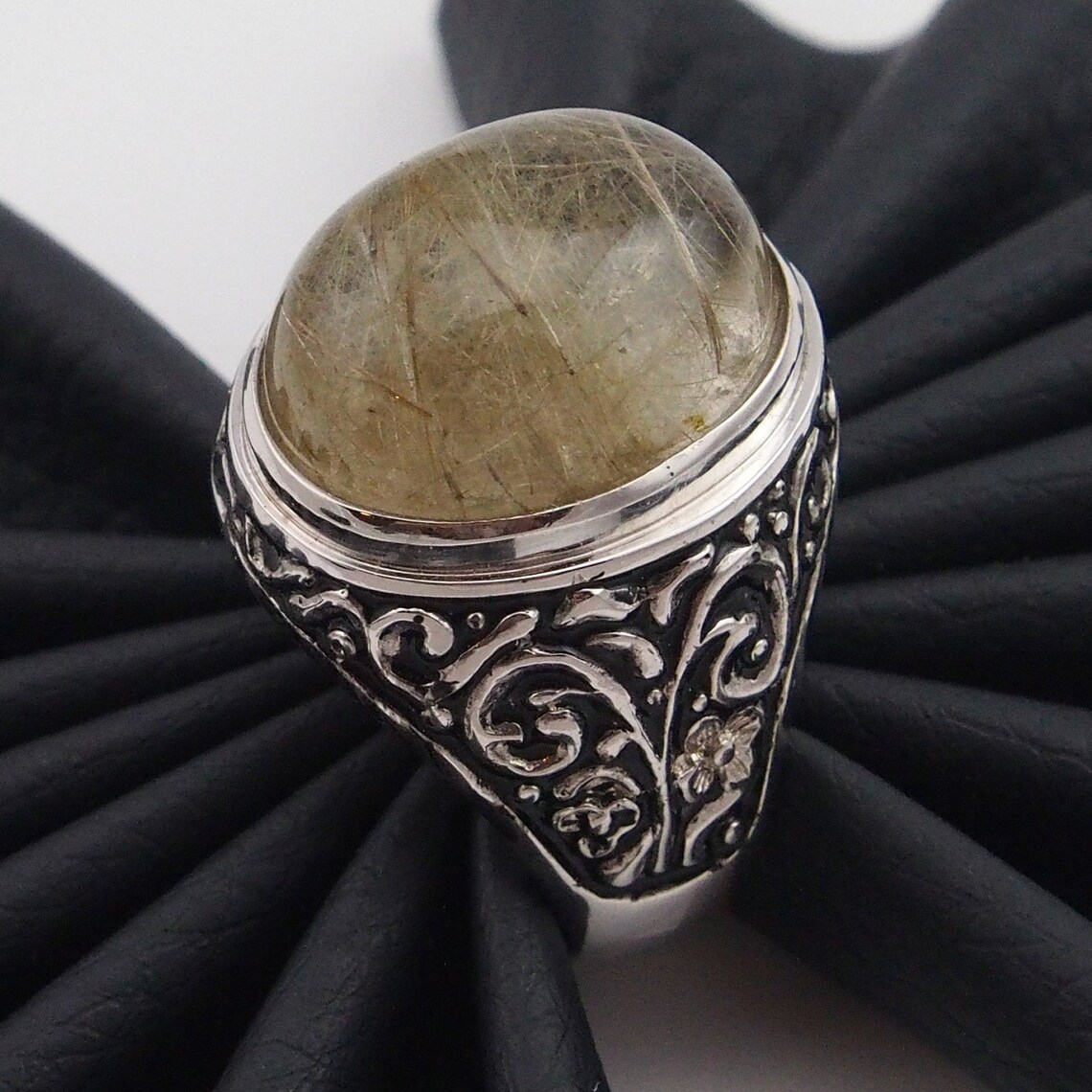 Natural Gold Rutilated Quartz Ring Oval Cabochon Rutilated - Etsy