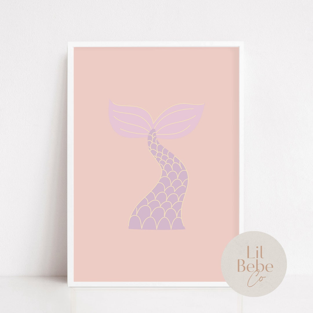 Mermaid Tail Print Digital Art Girl Art Nursery Print Digital Print - Etsy