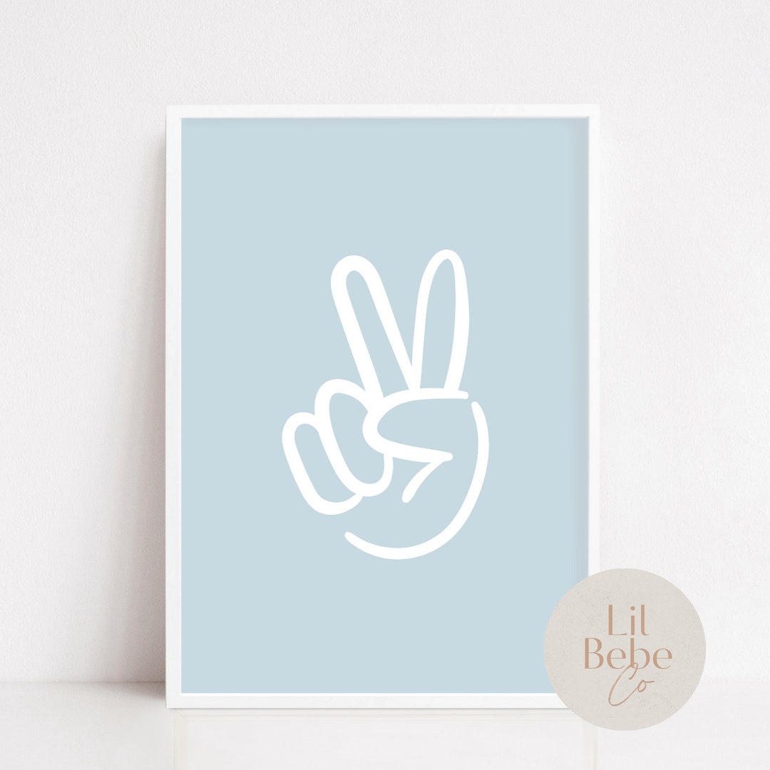 Blue Peace Hand Print Digital Art Nursery Print Digital Print - Etsy