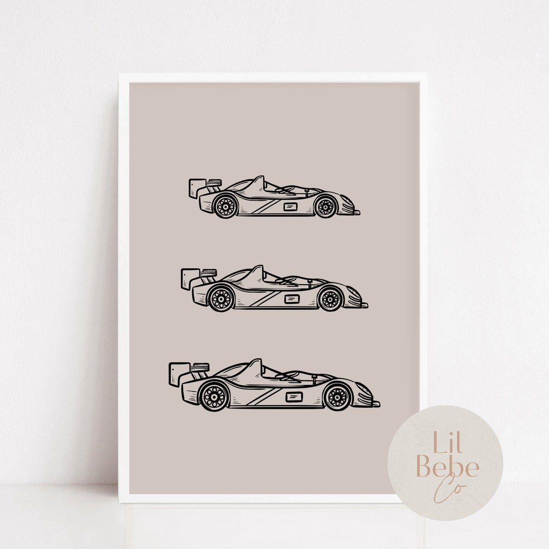 Racing Car Print Digital Art Nursery Print Digital Print - Etsy