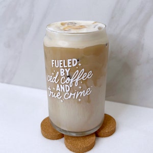 Iced Coffee and True Crime Modern Coffee Glass Beer Pint Glass 16 Oz ...