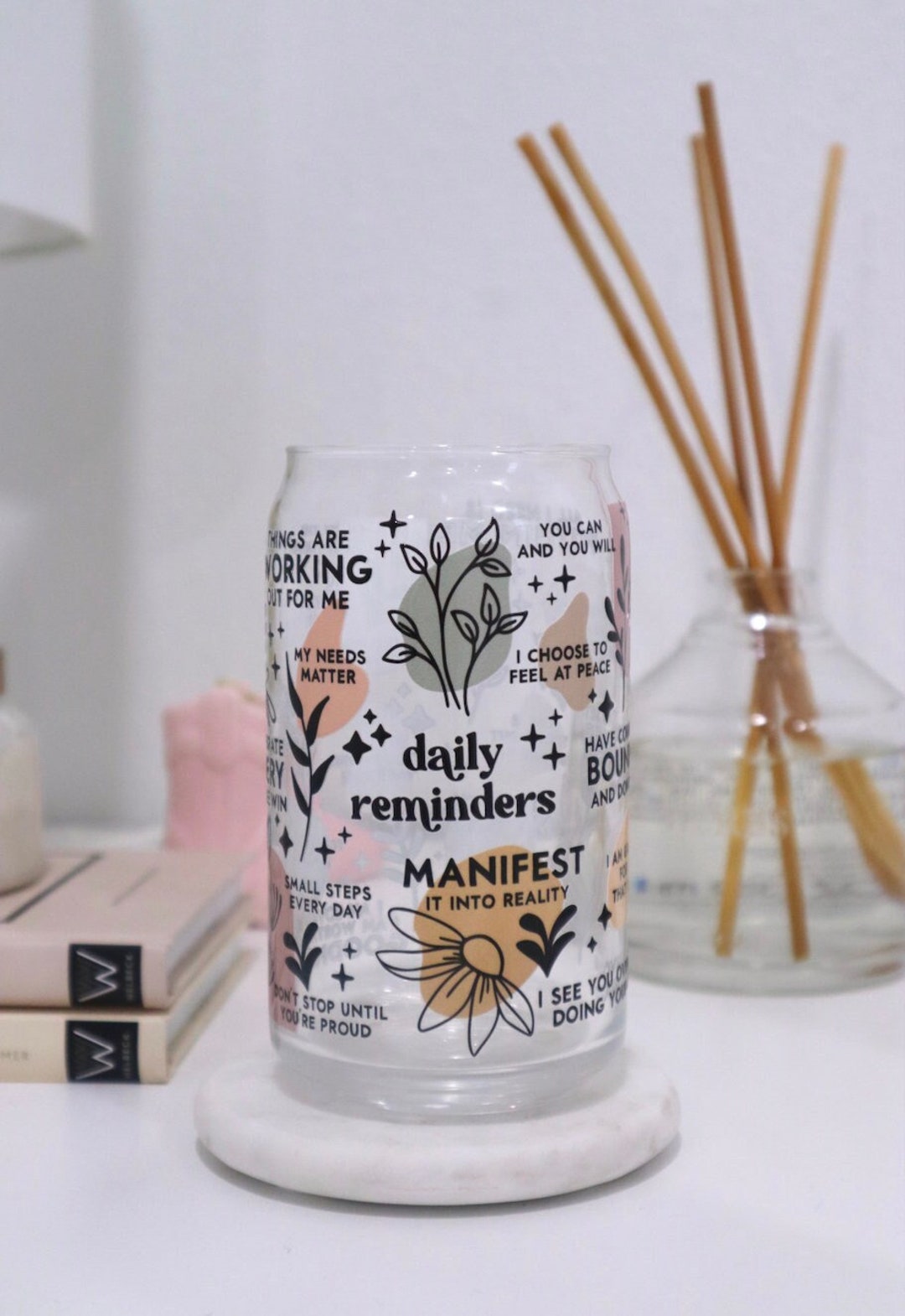 Daily Reminders Modern Coffee Glass Beer Pint Glass 16oz Glass Coffee ...