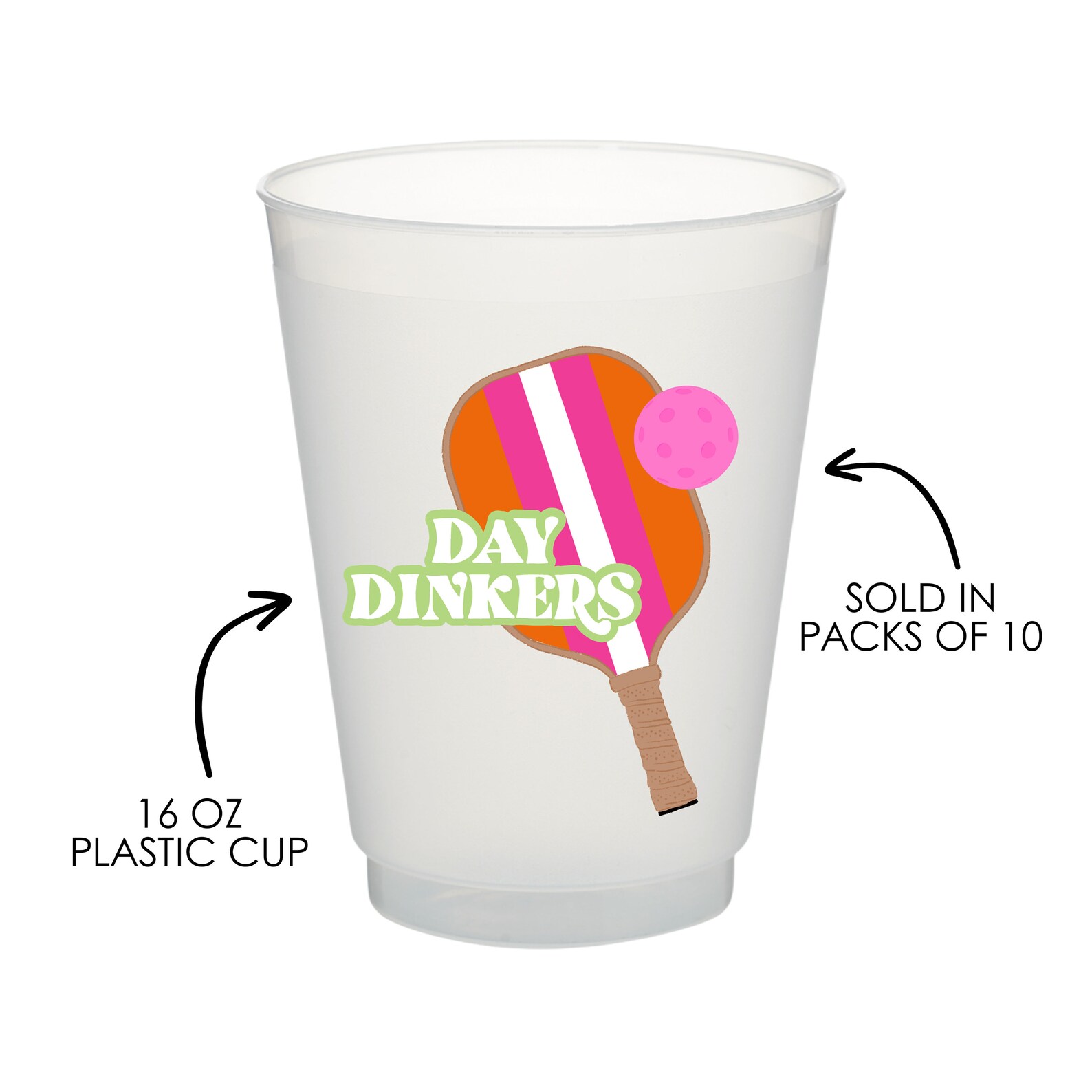 Pickle-ball Frosted Cups Pickle Ball Dinks Tournament Game Pack of 10 ...