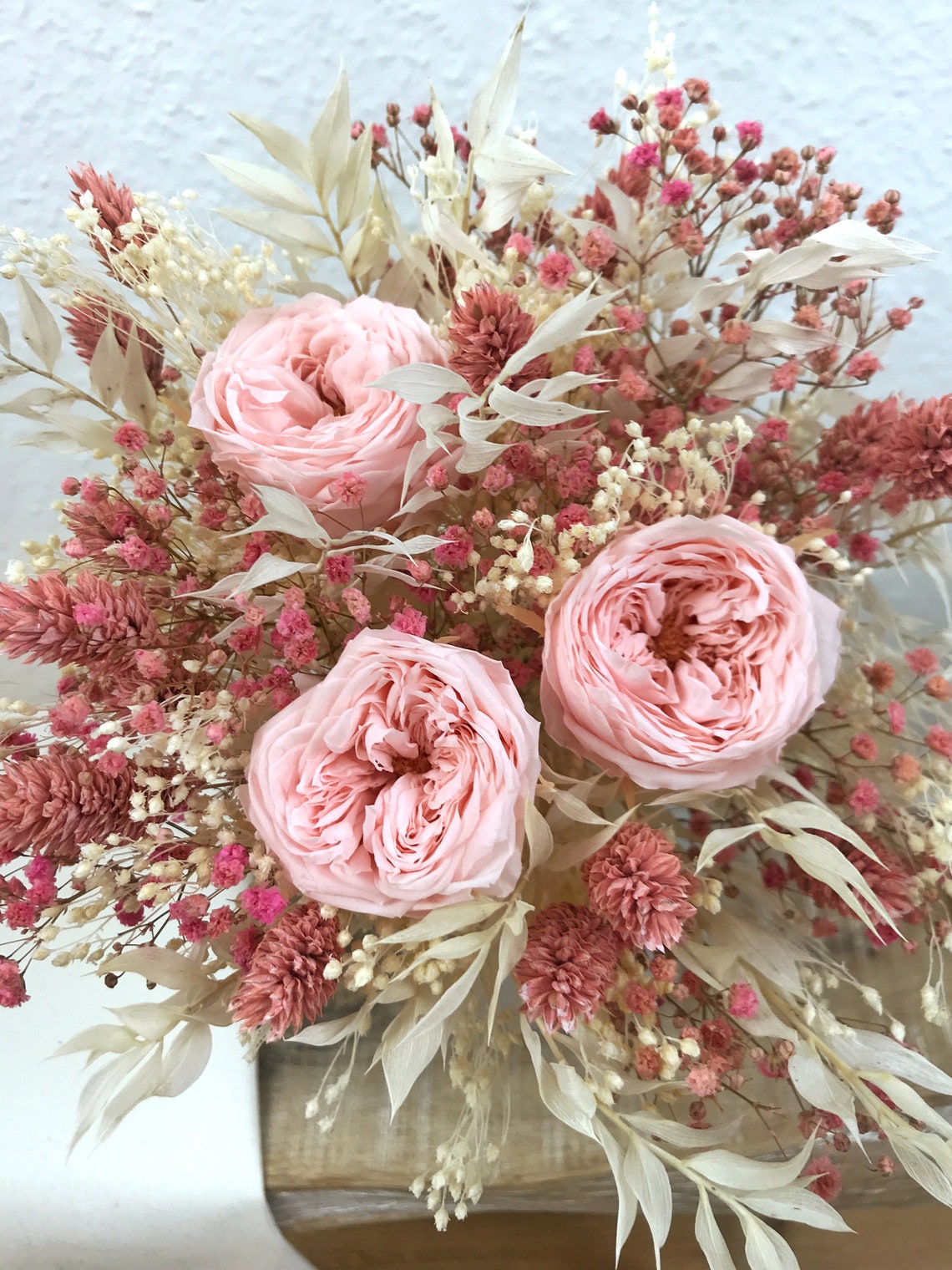 Bouquet de fleurs séchées et stabilisées avec roses anglaises | Etsy