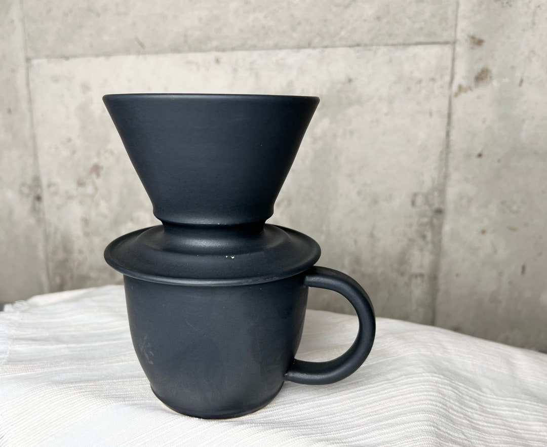 Ceramic Coffee Pour Over Set Hand Made Stoneware, Bevel Bottom Mug ...