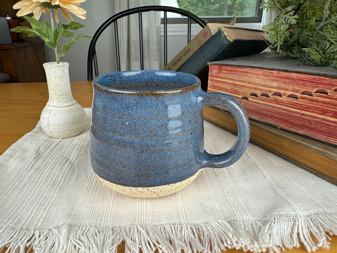 16 Oz Rutile Blue Speckled Coffee Mug Hand Made Stoneware - Etsy