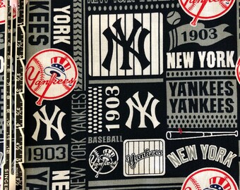 NEW YORK Yankees 60 Wide Cotton Fabric by the Yard by the 1/2 Yard MLB ...